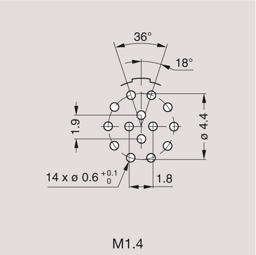 PKA.M1.4GL.NB Socket, Fixed Panel Rear Mounted, 14 Low Voltage contacts ...